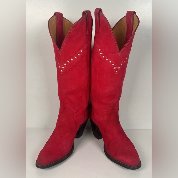 Justin Boots | Shoes | Vintage 7s Justin Red Suede Cowgirl Boots 6 B ...
